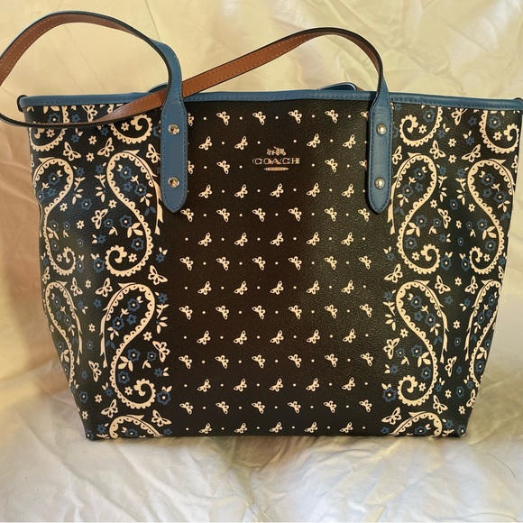 Coach | Bags | Coach Butterfly Bandana Print City Zip Tote Shoulder Bag ...